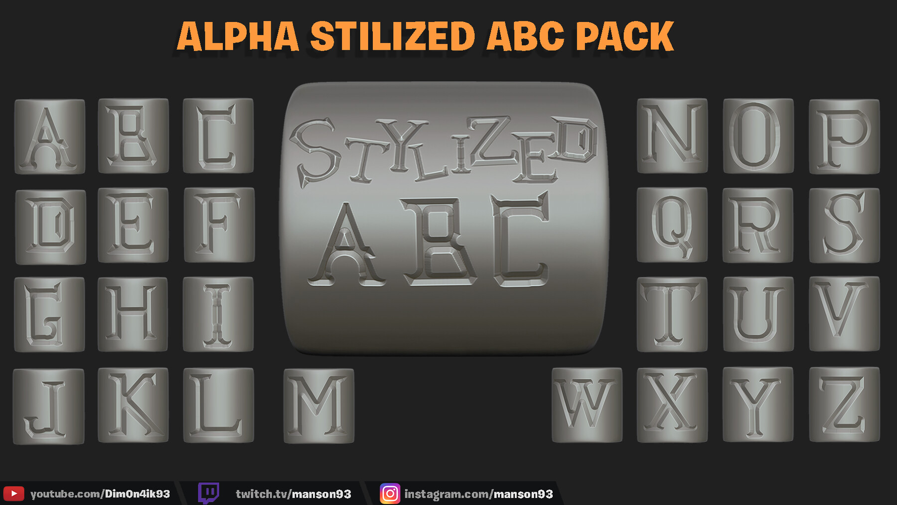 ArtStation - Stylized ABC Alpha pack | Brushes