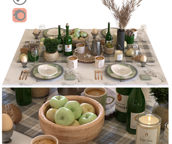 ArtStation - breakfast table set 001 | Resources