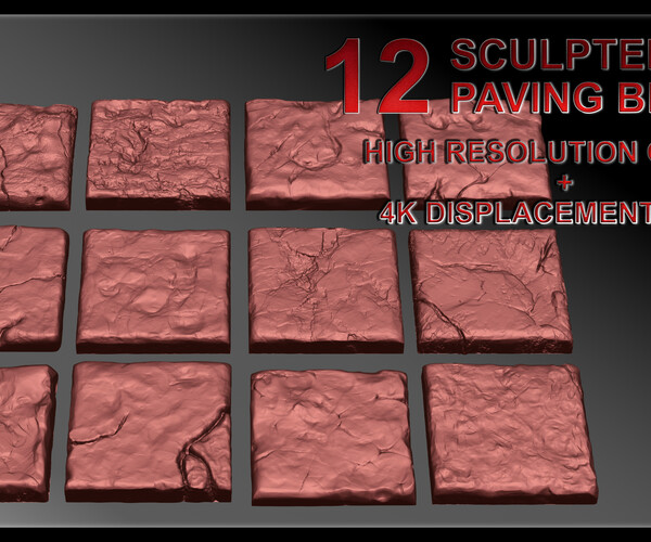 ArtStation - 12 Paving Stone - Sculpted high resolution + displacement ...