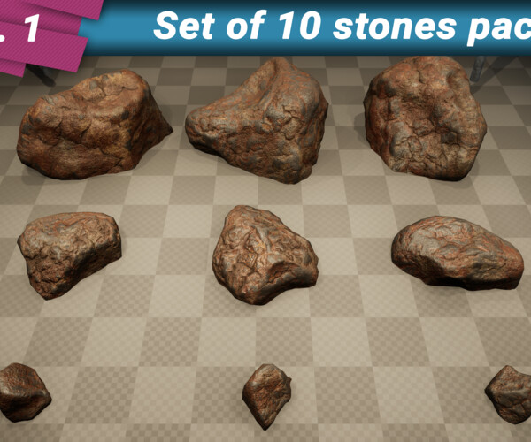 ArtStation - VOL. 1 - Set of 10 stones pack | Low-Poly | PBR | UE4 ...