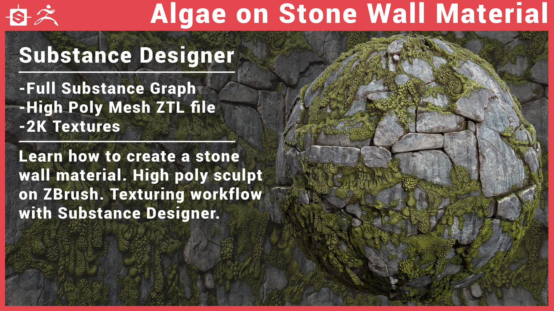 Angel Fernandes - Algae on Stone Material Substance Designer ZBrush