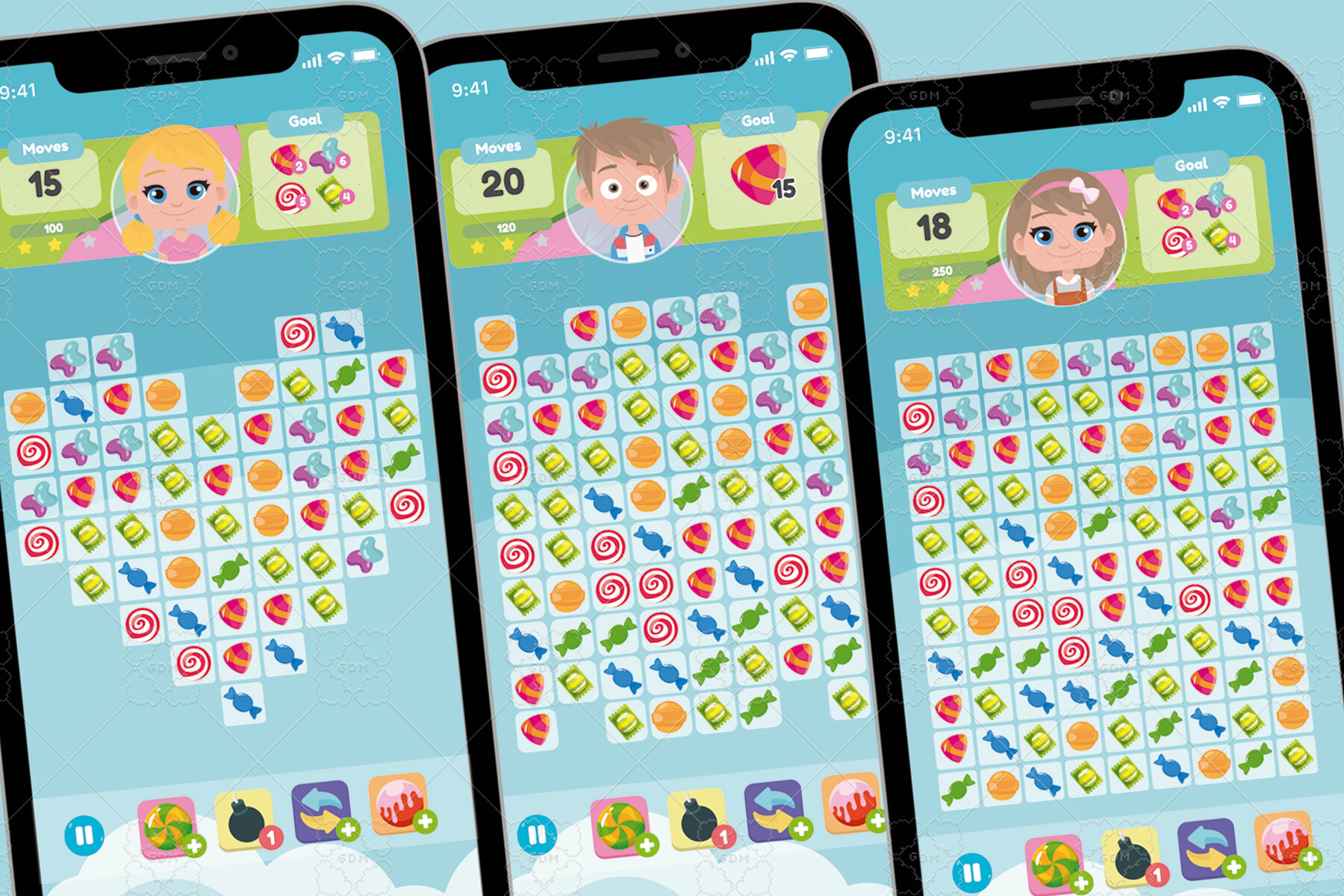 ArtStation - Sweet Candies Match 3 Game Gui Asset | Game Assets