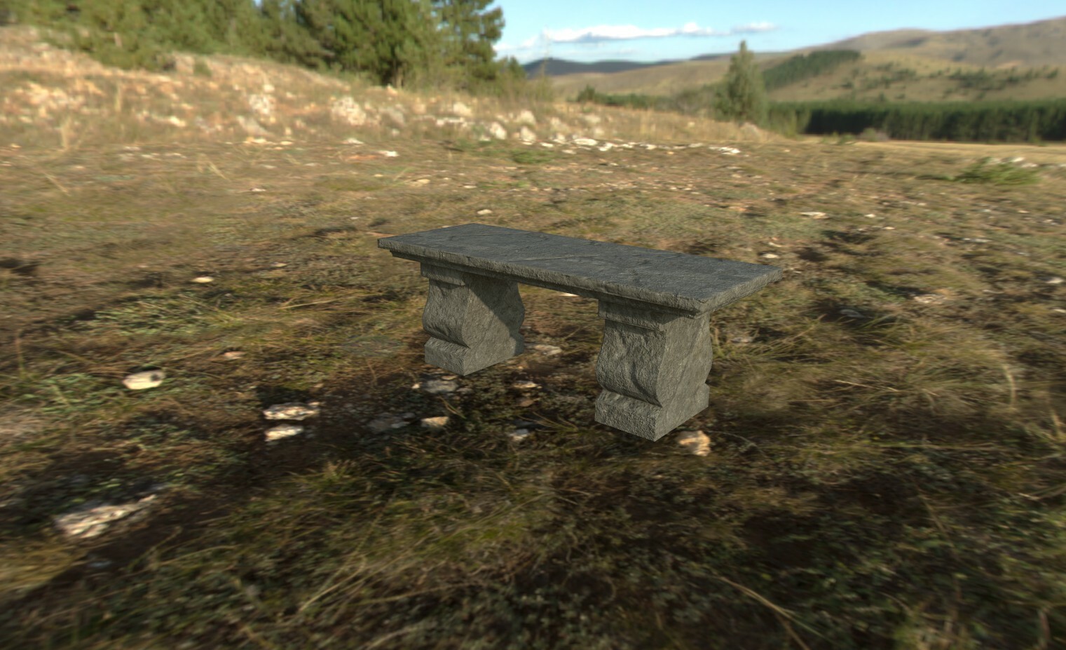 ArtStation - medieval stone bench Low-poly 3D model | Game Assets