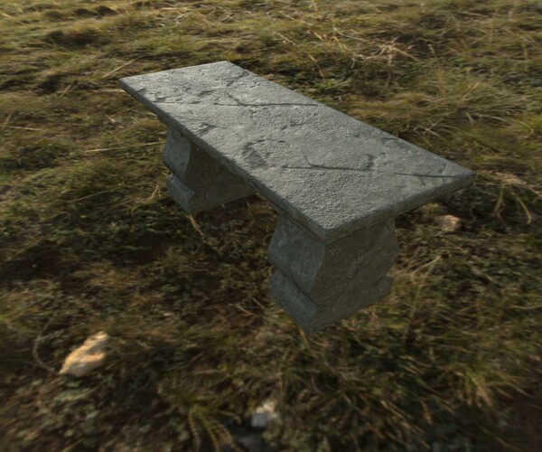ArtStation - medieval stone bench Low-poly 3D model | Game Assets