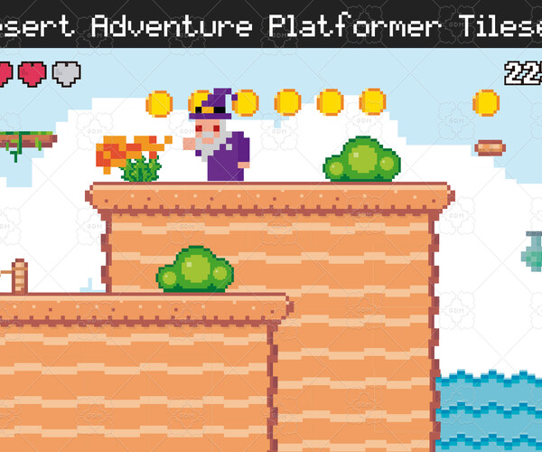 ArtStation - Desert Adventure Platformer Tileset | Game Assets