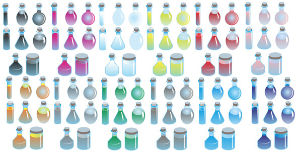 ArtStation - Alchemist stuff vector icons different colors | Game Assets