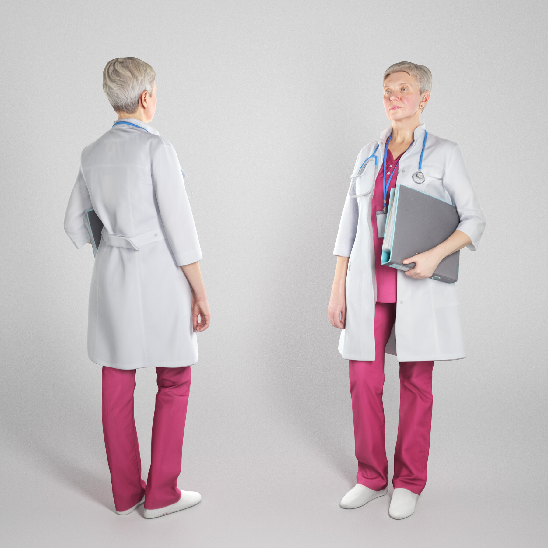 ArtStation - Female medical doctor with folder 255 | Game Assets