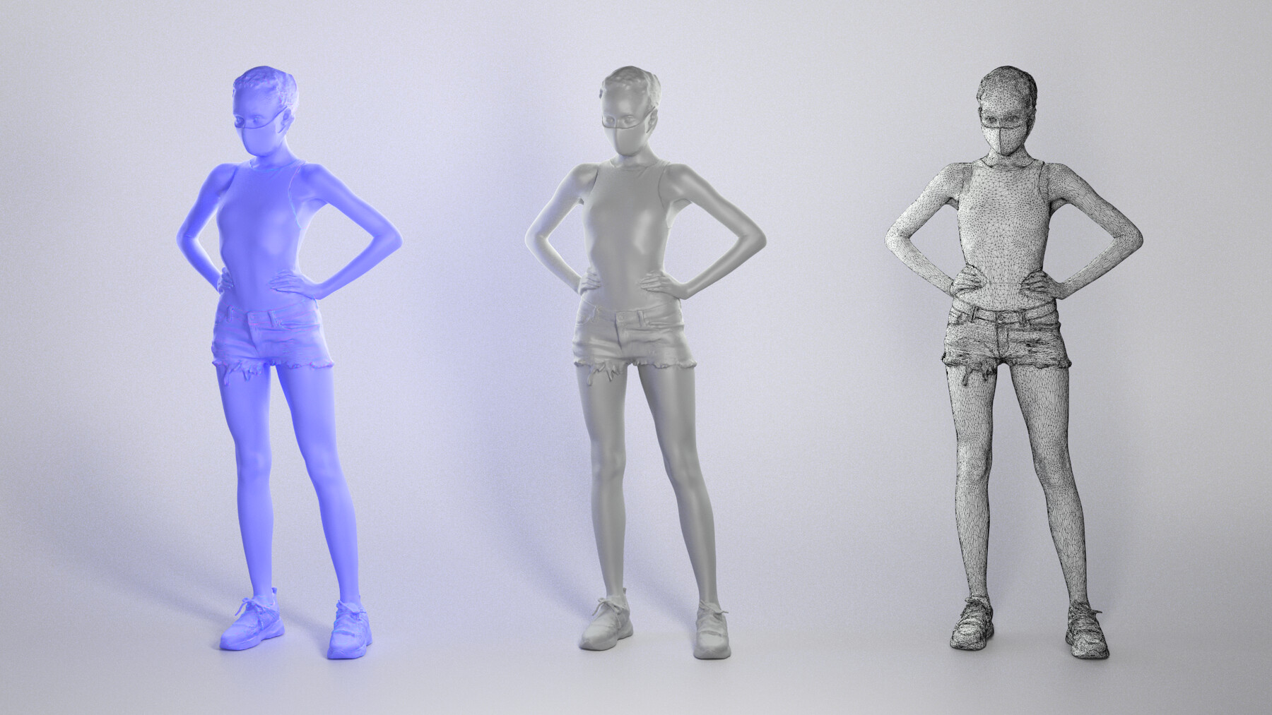 ArtStation - Beautiful young woman in short shorts 256 | Game Assets