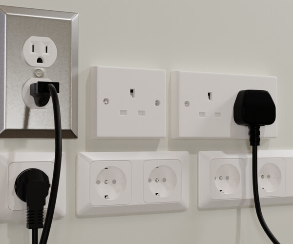 ArtStation - Plugs and Sockets/Outlets - Euro, UK and US | Resources