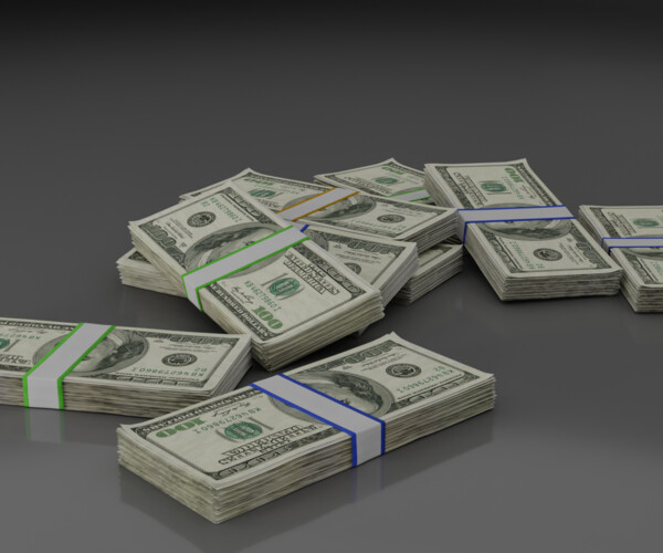 ArtStation - Money Stack - Dropped - 100 Dollars - Coins -High Quality ...