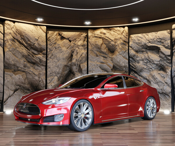 ArtStation - Tesla Model S - Rock Wall Location | Resources