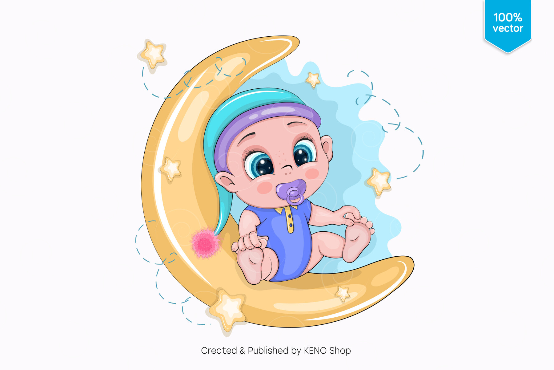 ArtStation - Cartoon baby & moon. | Artworks