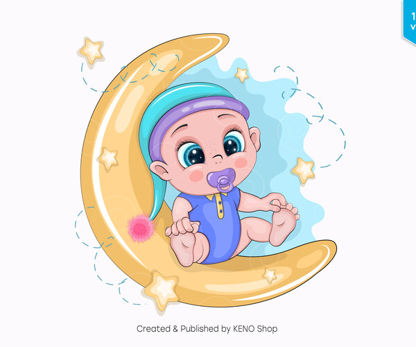 ArtStation - Cartoon baby & moon. | Artworks
