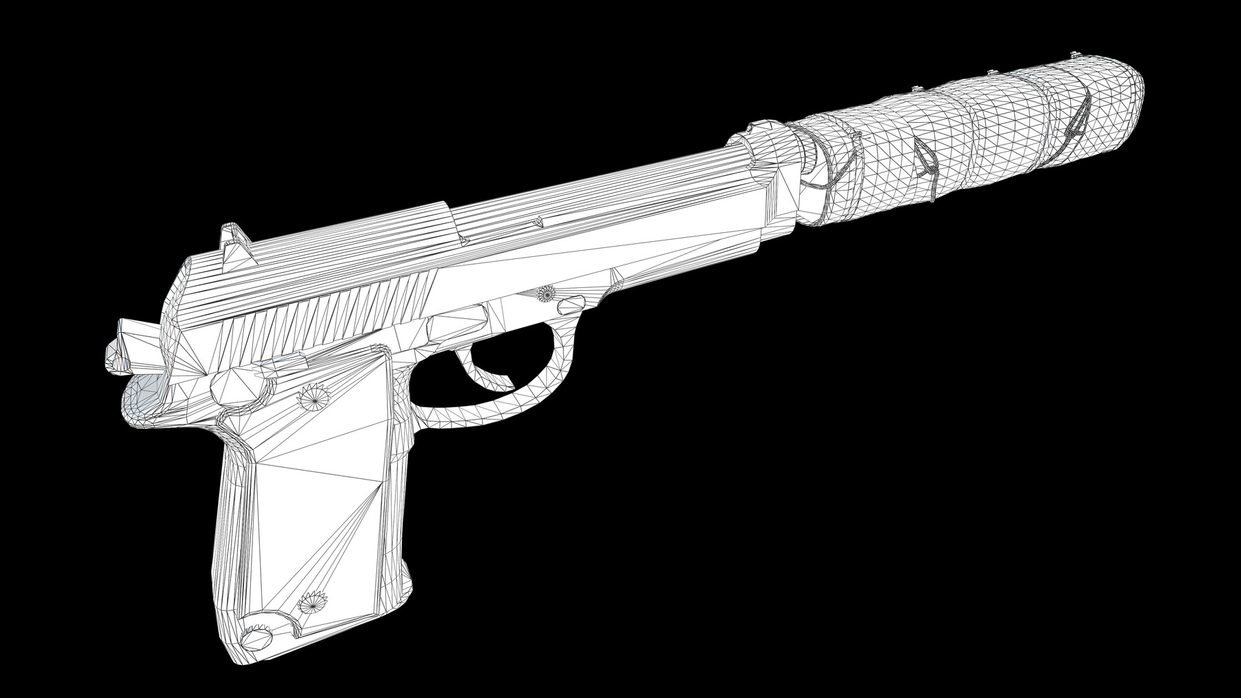 ArtStation - PRB92 Pistol WITH SUPPRESSOR Low-poly 3D model | Game Assets