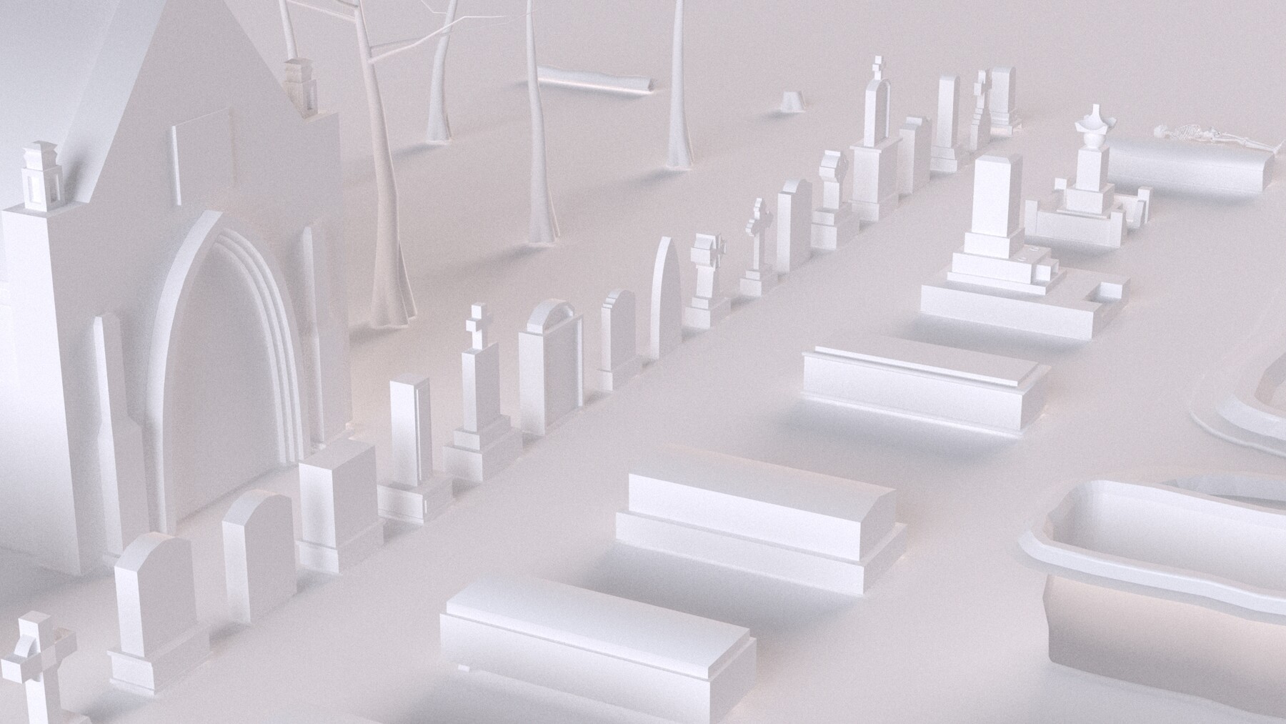 ArtStation - 43 Low Poly Cemetery props Collection | Game Assets