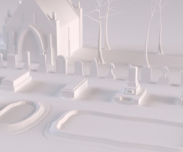 ArtStation - 43 Low Poly Cemetery props Collection | Game Assets