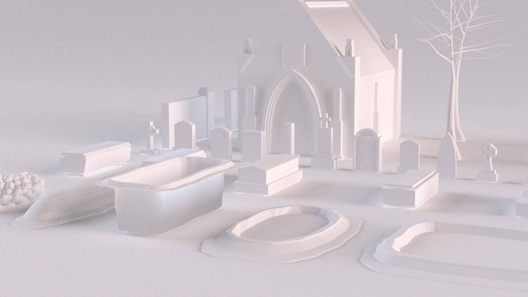 ArtStation - 43 Low Poly Cemetery props Collection | Game Assets