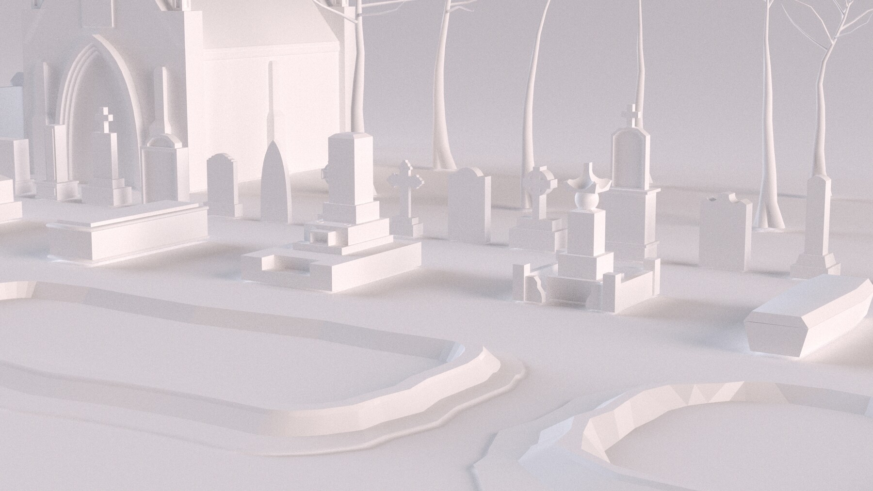 ArtStation - 43 Low Poly Cemetery props Collection | Game Assets