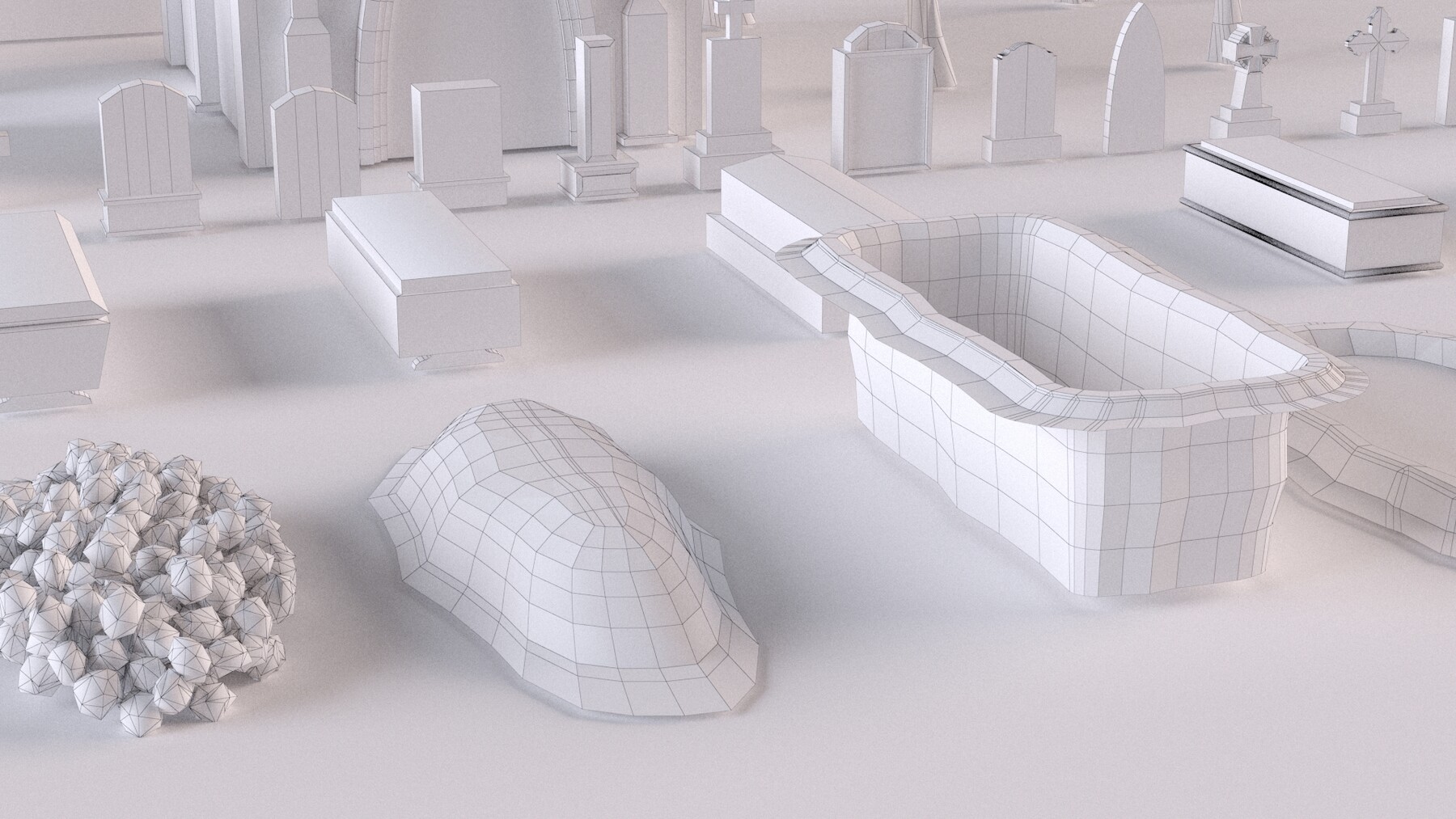 ArtStation - 43 Low Poly Cemetery props Collection | Game Assets