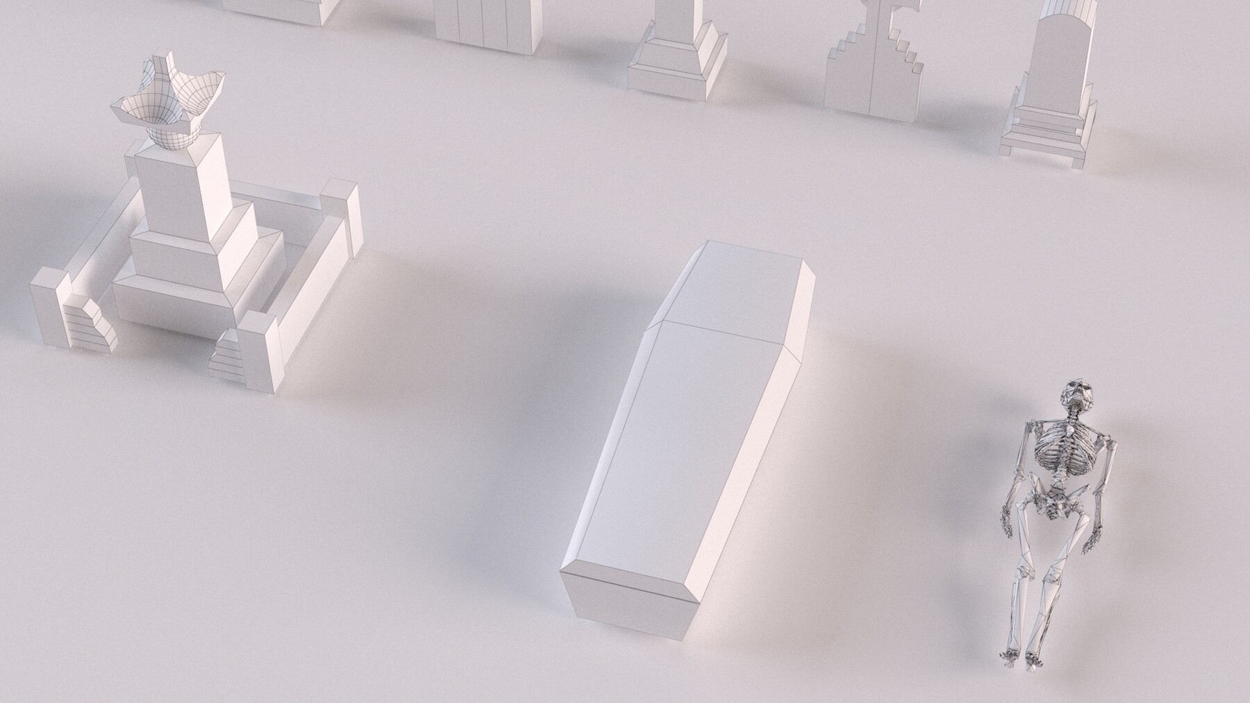 ArtStation - 43 Low Poly Cemetery props Collection | Game Assets