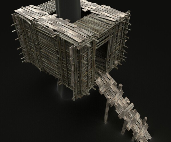ArtStation - TREE PLATFORM HOUSE WOODEN CONSTRUCTION SCOUT TOWER ...