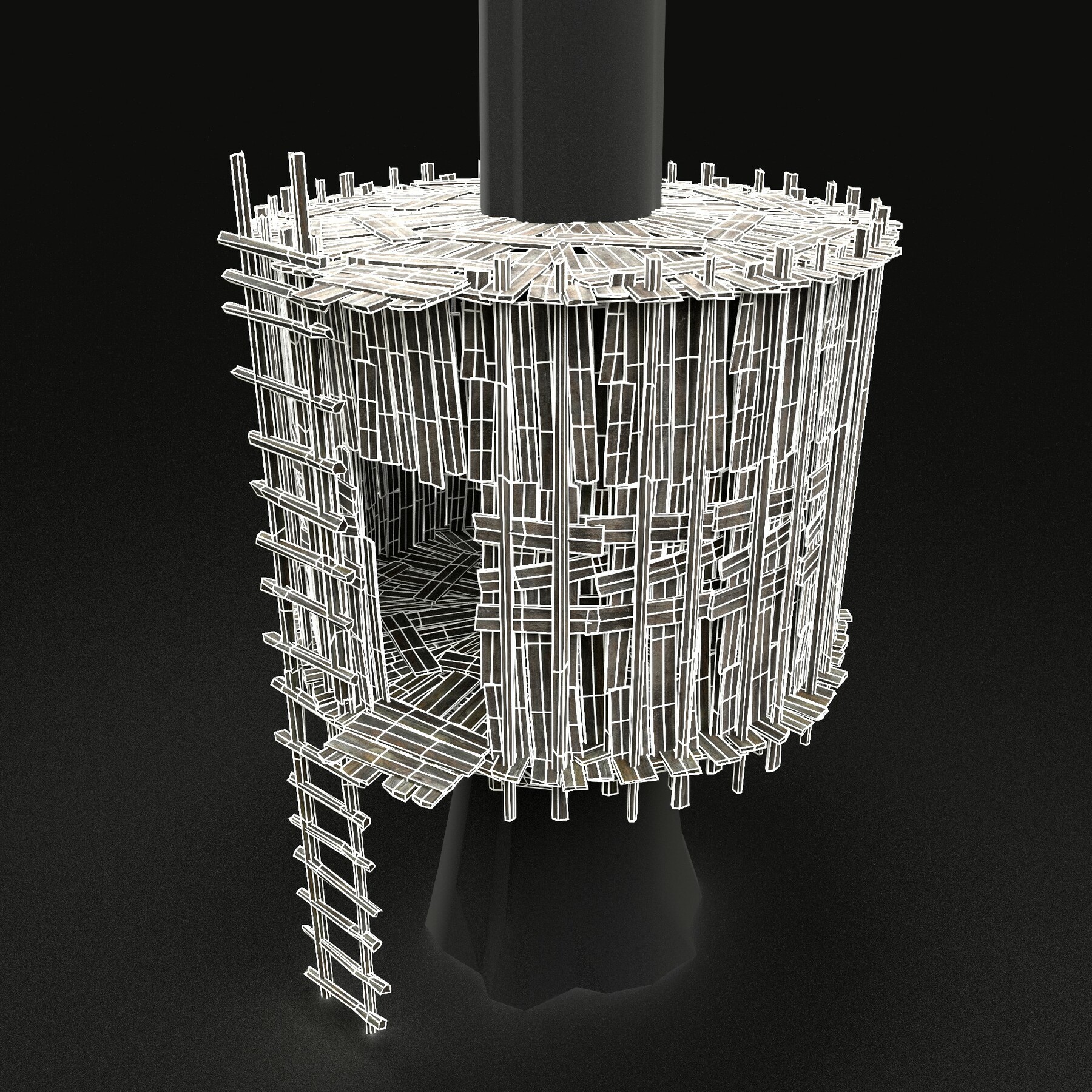 ArtStation - TREE PLATFORM HUT WOODEN CONSTRUCTION SCOUT TOWER ...