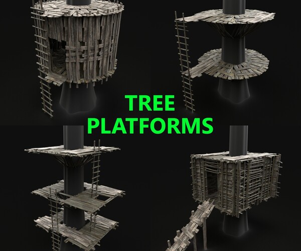 ArtStation - TREE PLATFORM WOODEN HOUSE HUT BRIDGE COLLECTION PACK ...