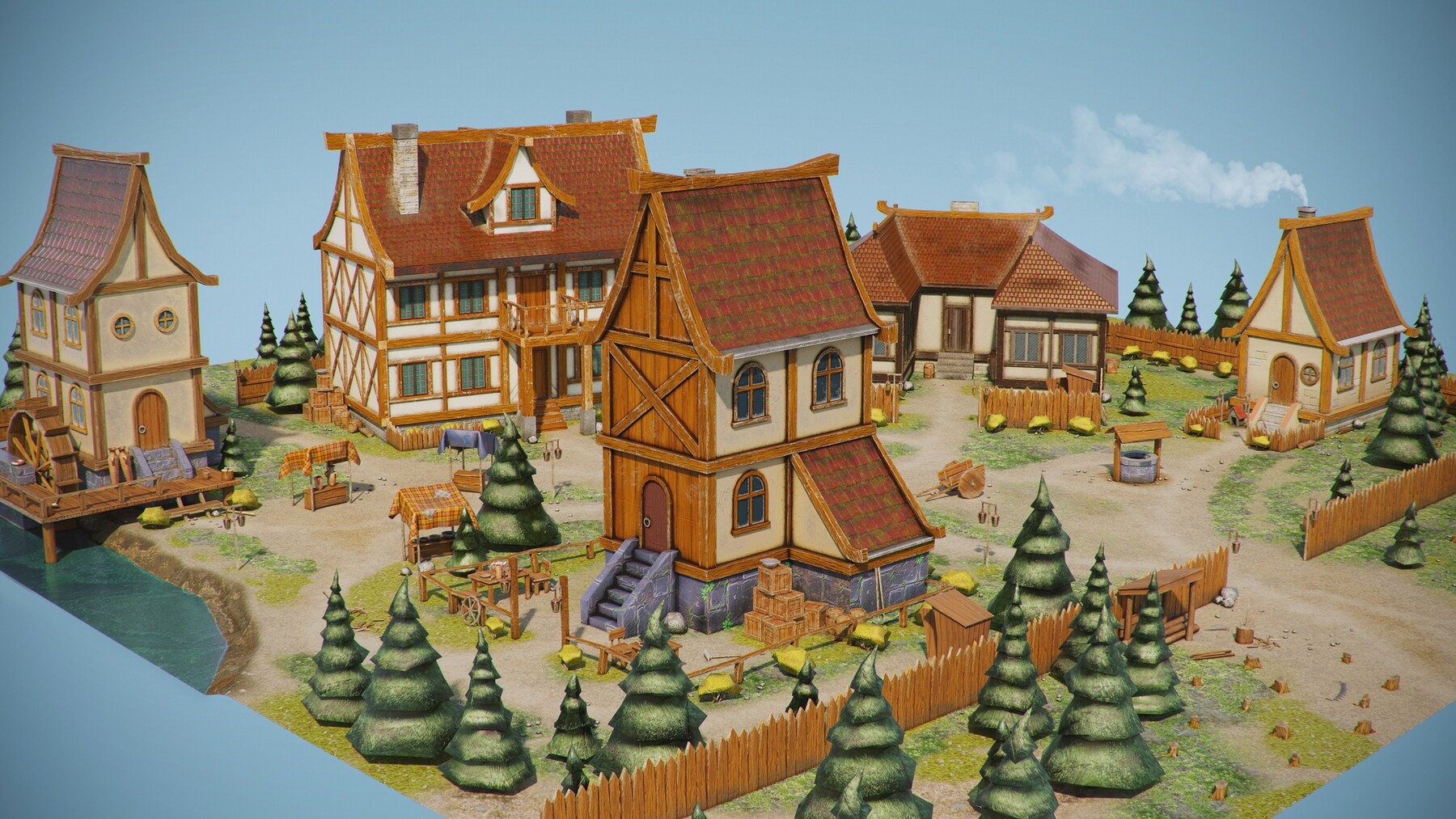 ArtStation - Top-Down Stylized Village (LowPoly) | Game Assets