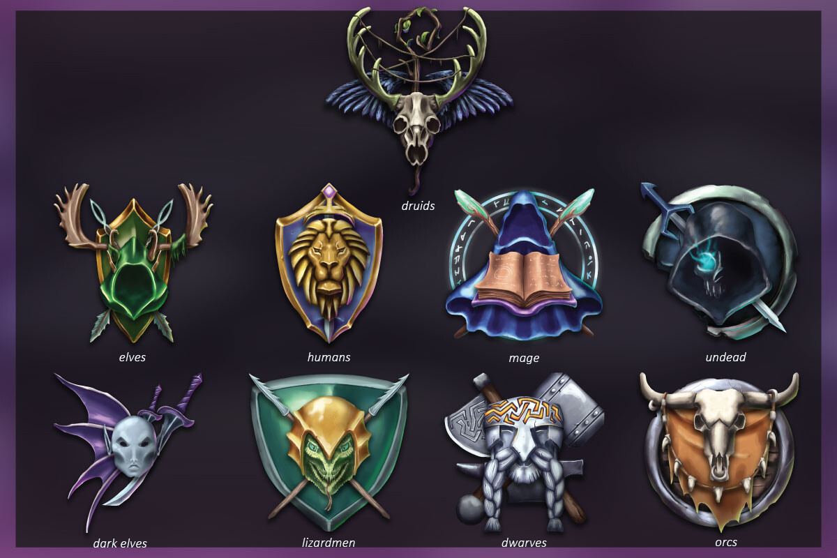 ArtStation - Race Badges/Emblems | Game Assets