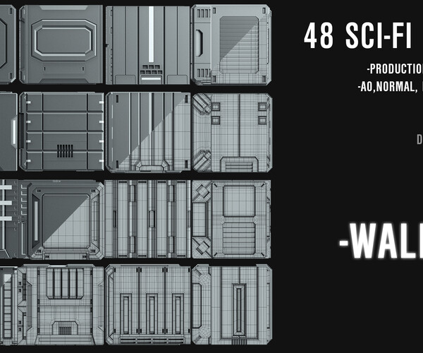ArtStation - 48 REPEATABLE SCI-FI PANELS [4 in one Passes] | Resources