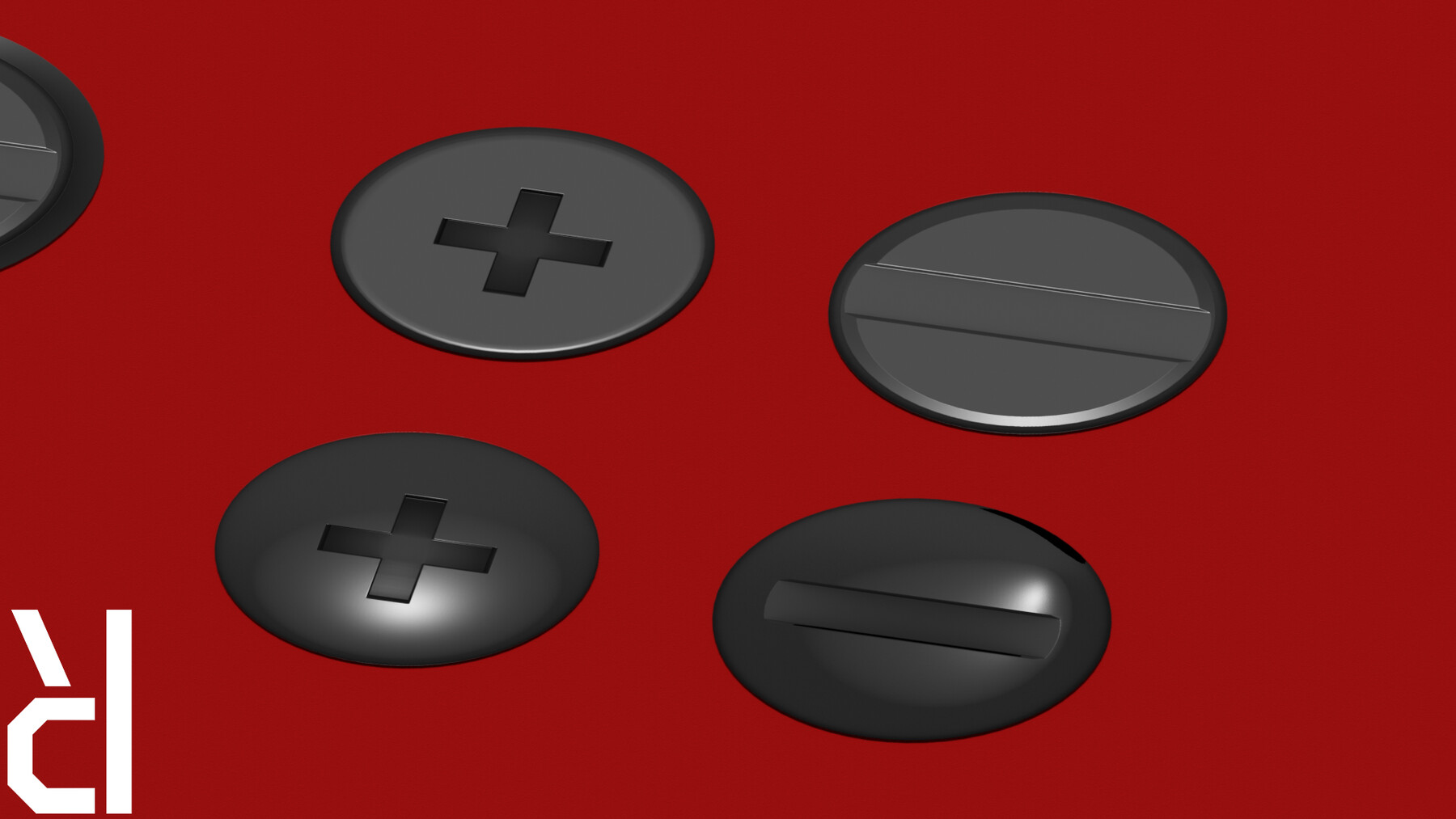 ArtStation - 4 Classic Screw Decals + .Blend file | Game Assets