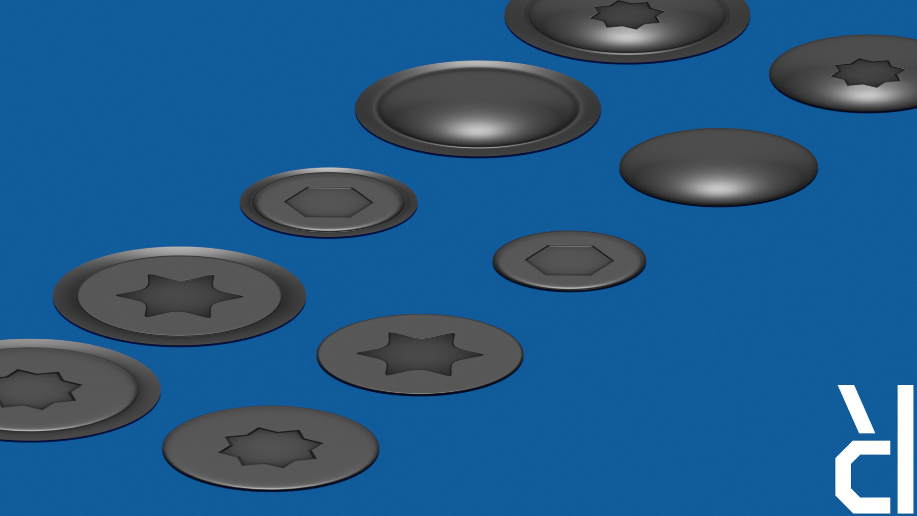 ArtStation - 5 Industrial Screw Decals + Blend file | Resources