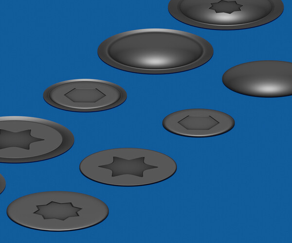 ArtStation - 5 Industrial Screw Decals + Blend file | Resources