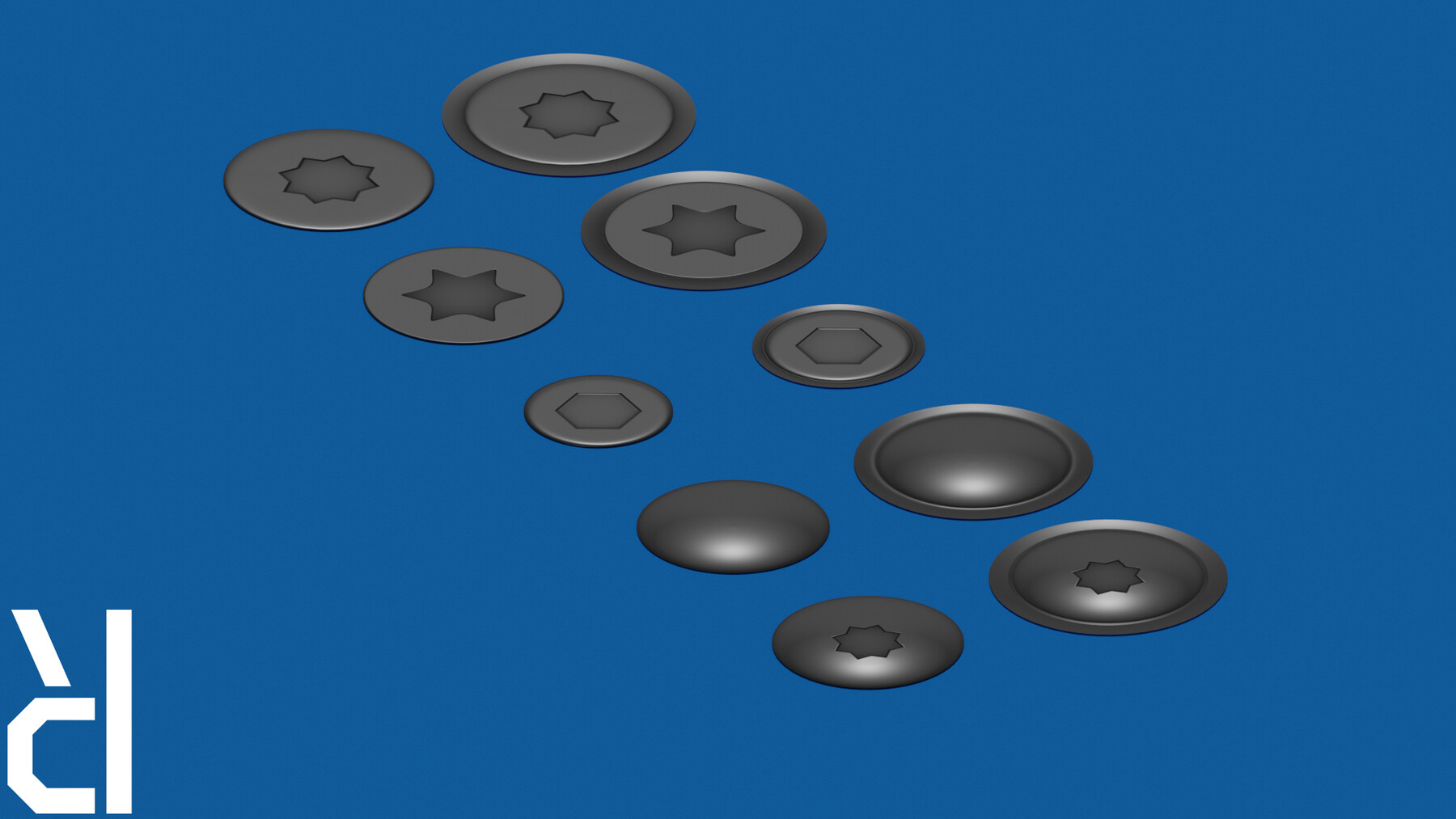 ArtStation - 5 Industrial Screw Decals + Blend file | Resources