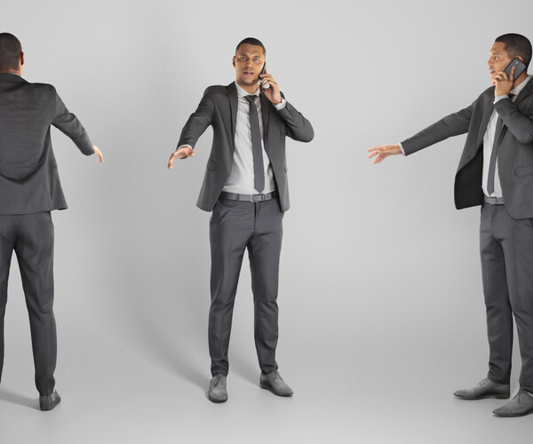 ArtStation - Young man in black suit talking on mobile phone 257 | Game ...