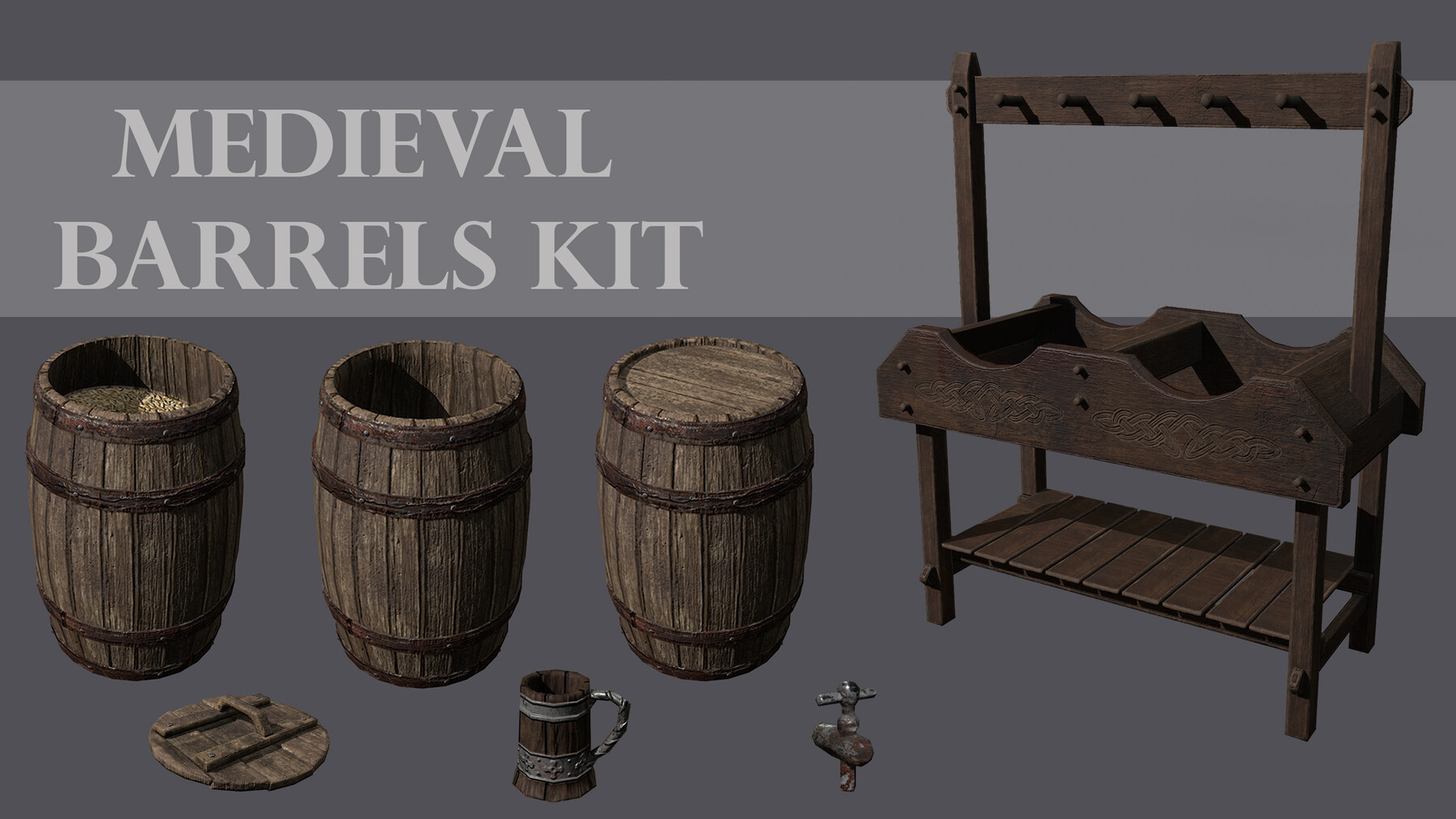 ArtStation - Medieval barrels kit | Game Assets