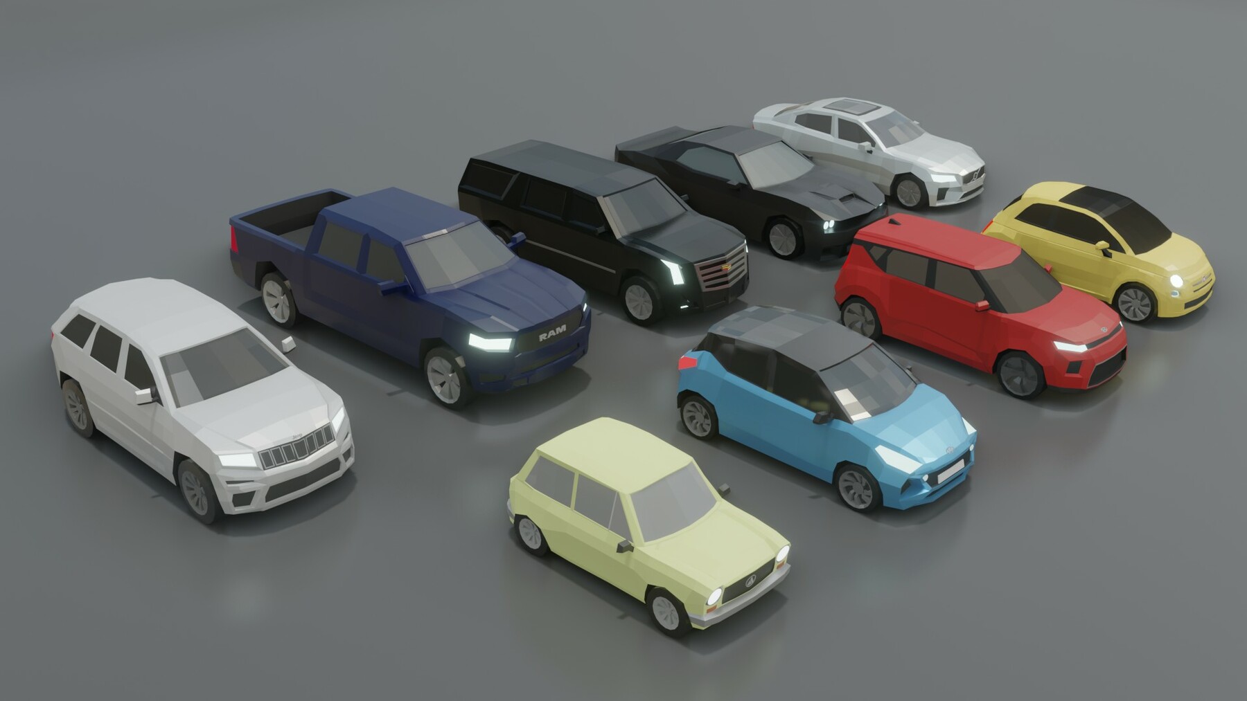 ArtStation - collection of 9 low poly cars | Resources