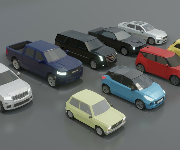 ArtStation - collection of 9 low poly cars | Resources