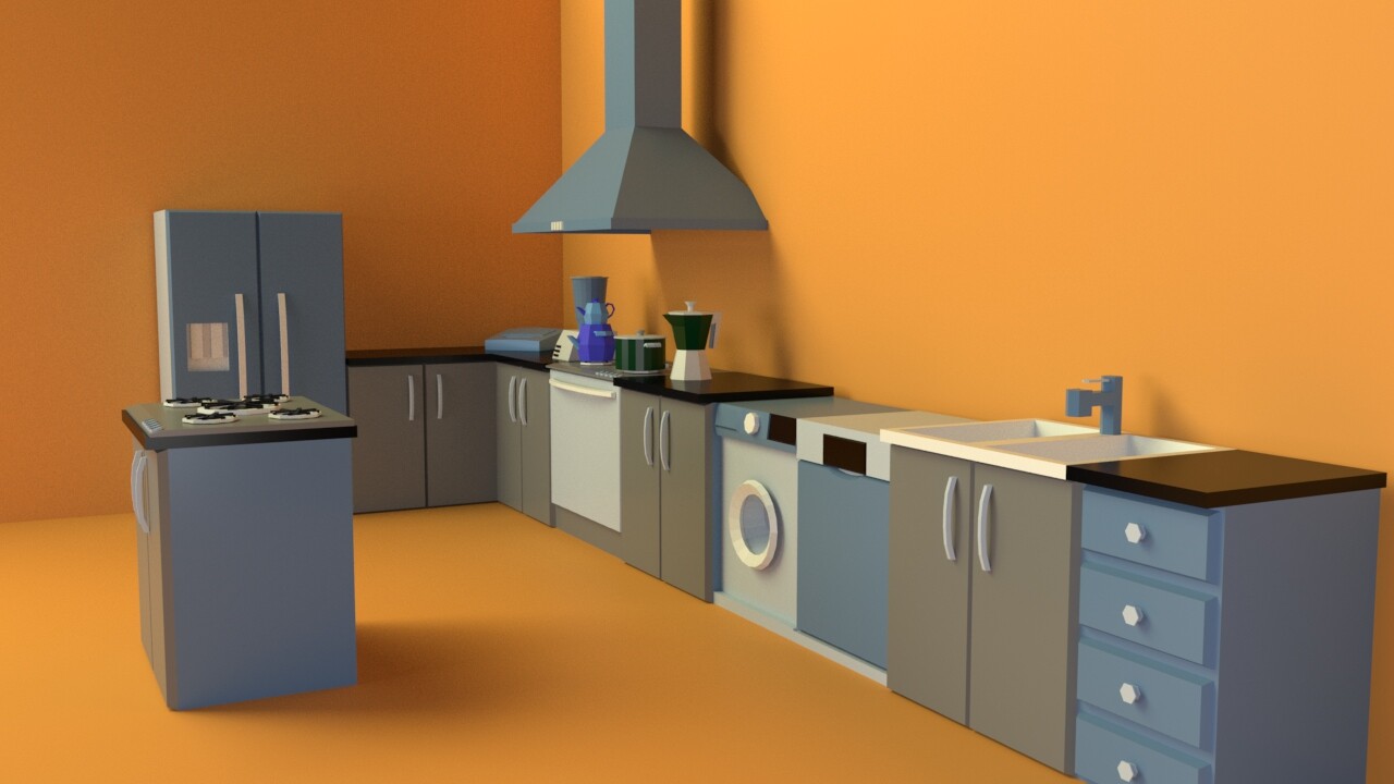 ArtStation - Low Poly Kitchen MAYA + obj file | Resources