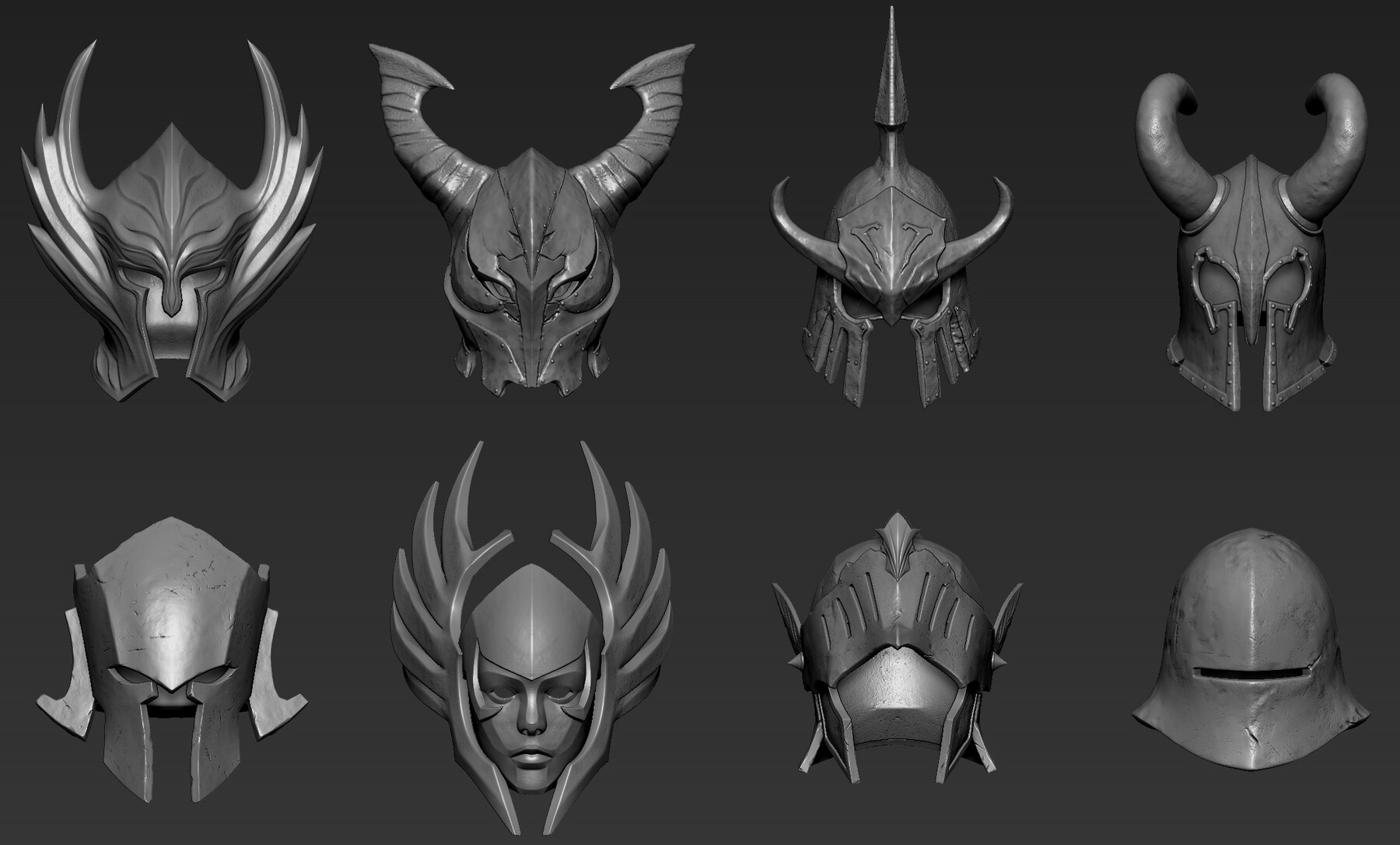 ArtStation - Set of 3d Printable Medieval Helmets Part 1 | Resources