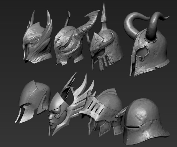 ArtStation - Set of 3d Printable Medieval Helmets Part 1 | Resources