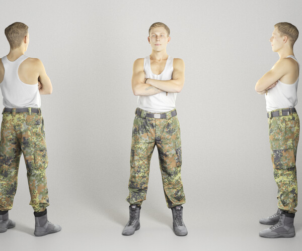 ArtStation - Military young man in white tank top 263 | Game Assets