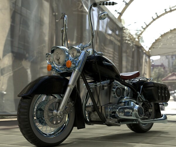 ArtStation - Custom Motorcycle Game Ready Low-poly 3D model | Game Assets