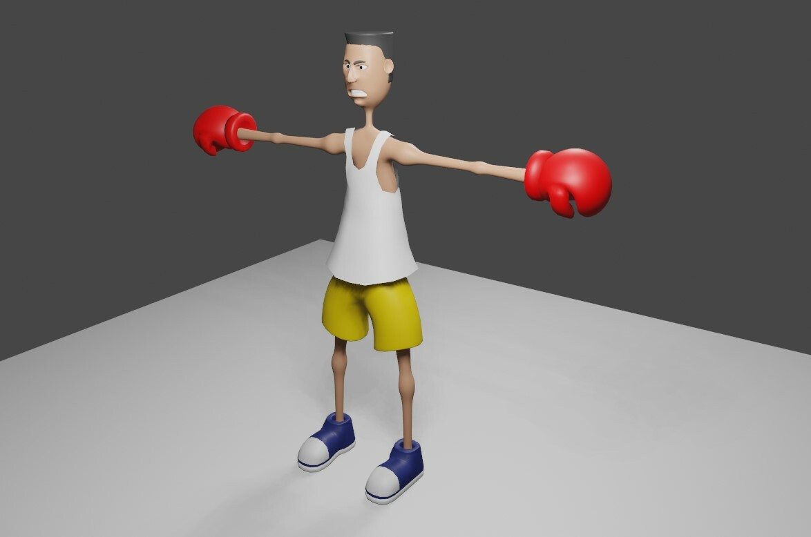 ArtStation - Boxer Fighter Cartoon - Lutador de Boxe 3D model | Game Assets
