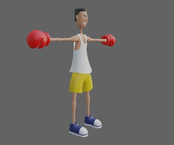 ArtStation - Boxer Fighter Cartoon - Lutador de Boxe 3D model | Game Assets