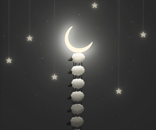 ArtStation - Sheep and the moon | Artworks
