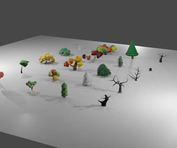 ArtStation - Low poly tree collection - 20 pieces | Game Assets