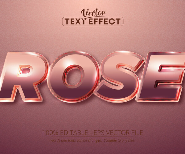 ArtStation - Rose text, shiny rose gold color style editable text ...