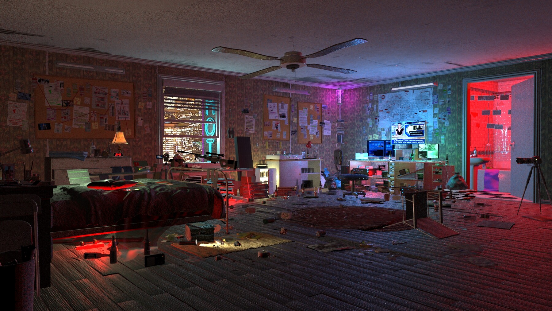 ArtStation - Sniper Room Interior bedroom | Game Assets