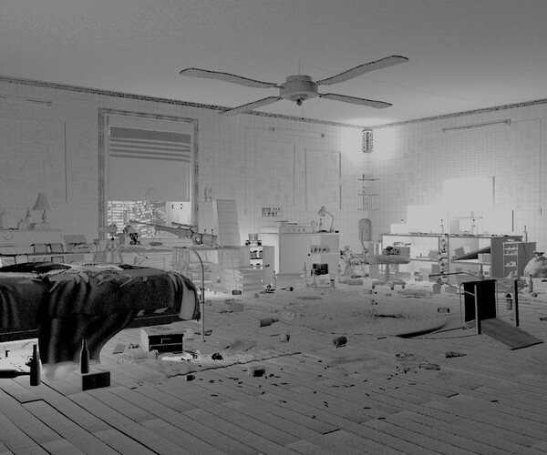 ArtStation - Sniper Room Interior bedroom | Game Assets